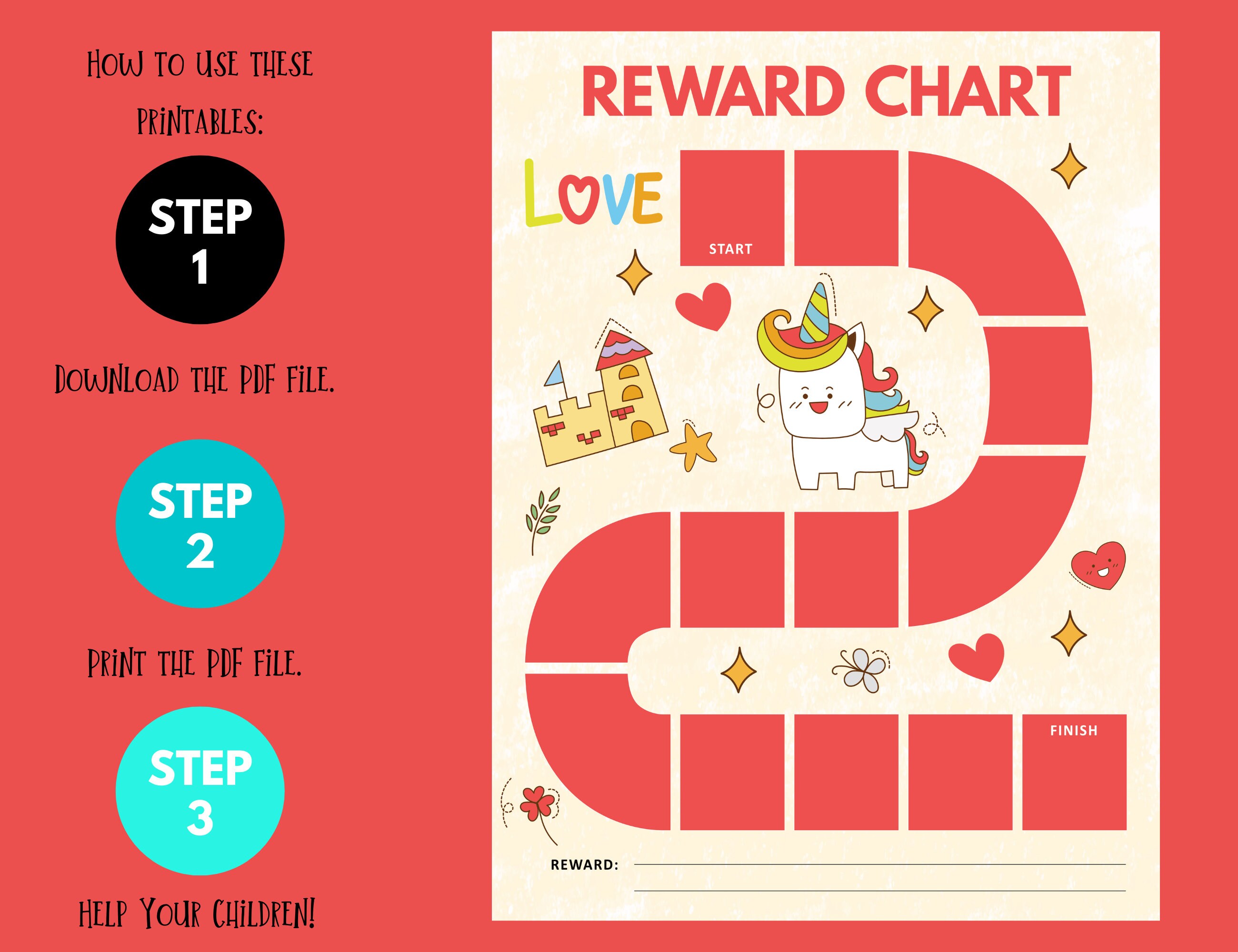 Unicorn Reward Chart for Kids, Behavior Chart Printable, Daily Chore ...