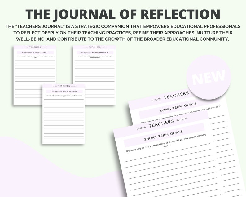 Guided Journal for Teachers, Printable Reflection Journal, Daily ...