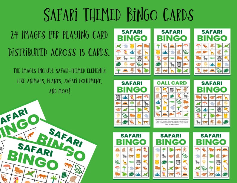 Safari Bingo Cards, Printable Educational Jungle Party Game, Fun ...