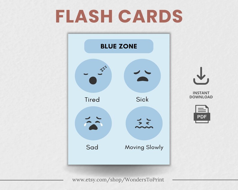 Zone of Regulation Flash Card | Emotional Regulation | Social Emotional ...