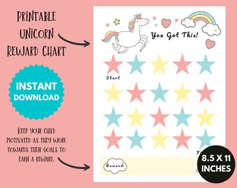 Unicorn Reward Chart for Girl, Rainbow Behavior Chart, Daily Chore ...