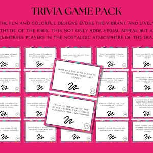 80s Pop Culture Trivia Cards Set, Trivia Game Printable, Trivia Night ...