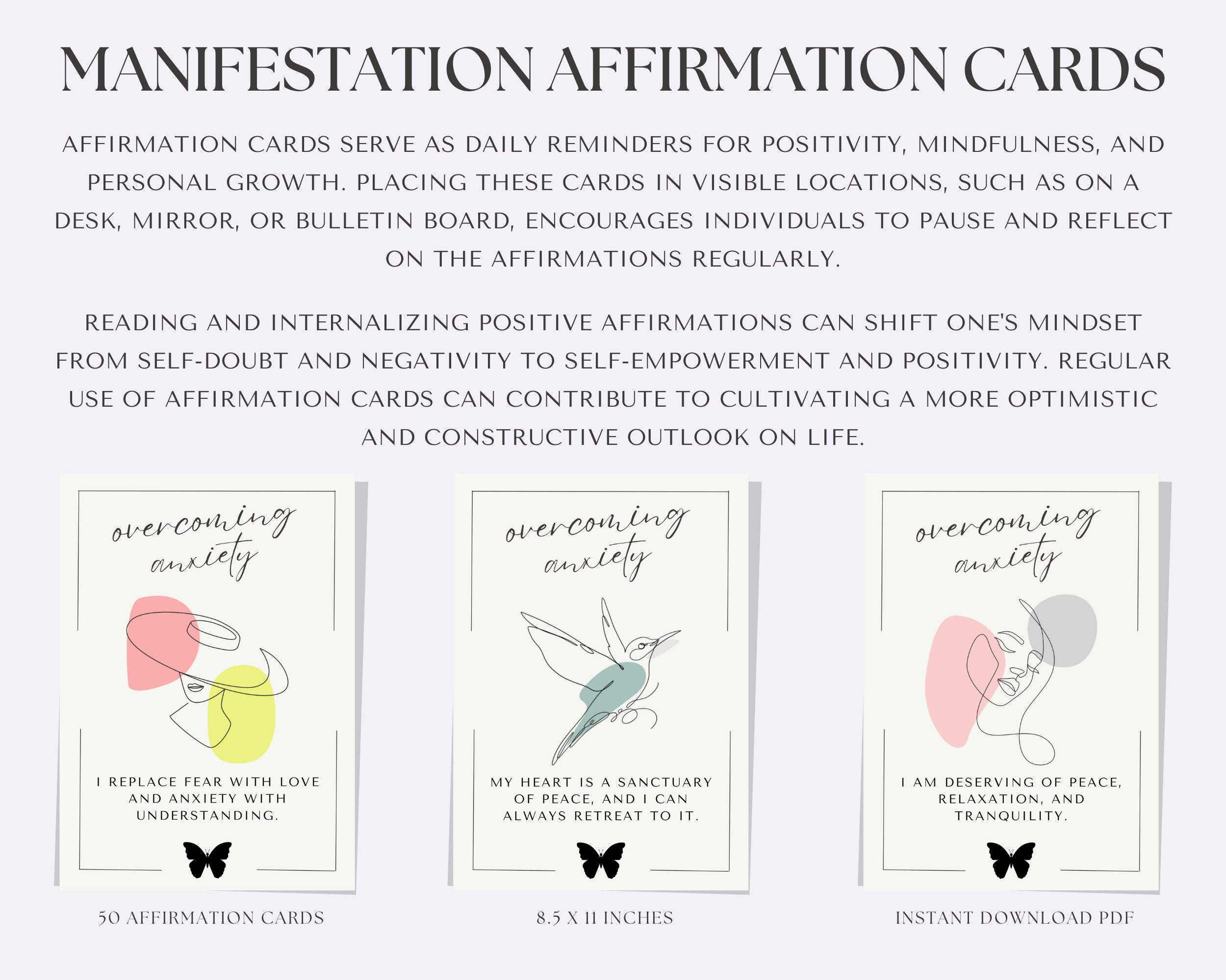 Overcoming Anxiety Affirmation Cards, Printable Affirmation Card Deck ...