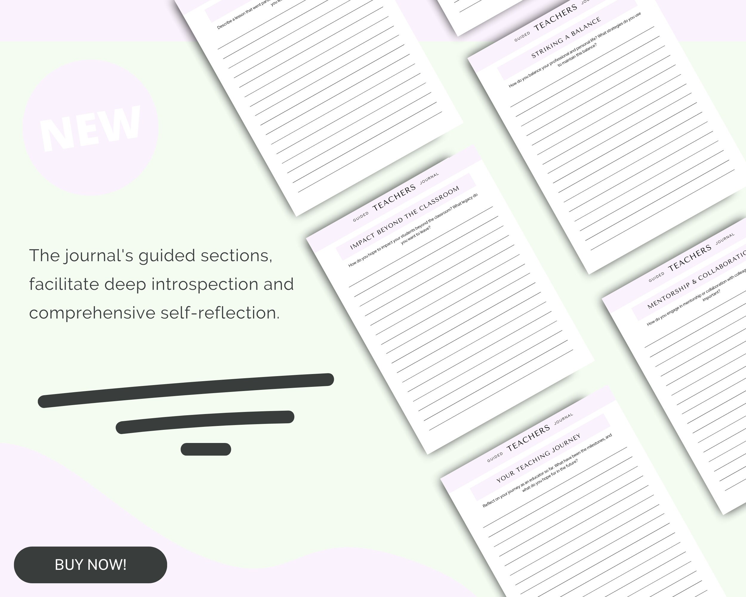 Guided Journal for Teachers, Printable Reflection Journal, Daily ...