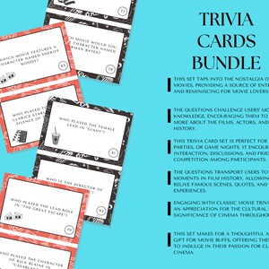 Classic Movies Trivia Cards Set, Trivia Game Printable, Trivia Night ...