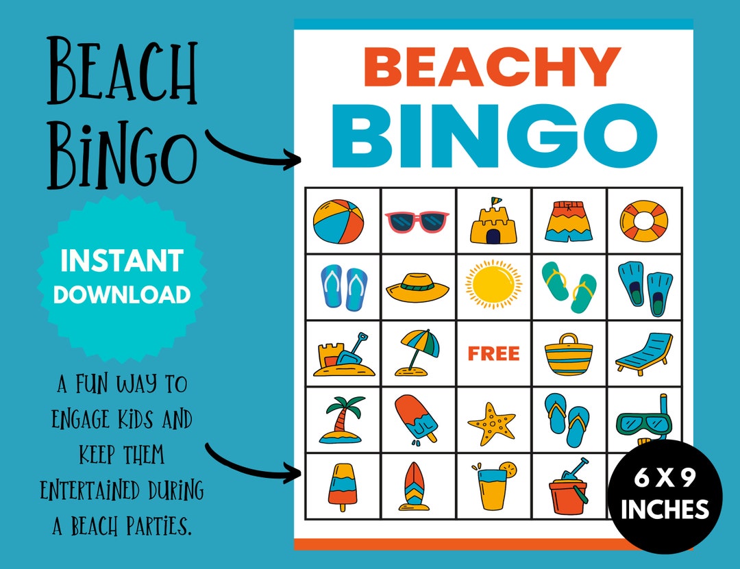 Beach Bingo Cards, Printable Beachy-themed Party Game, Fun Summer ...
