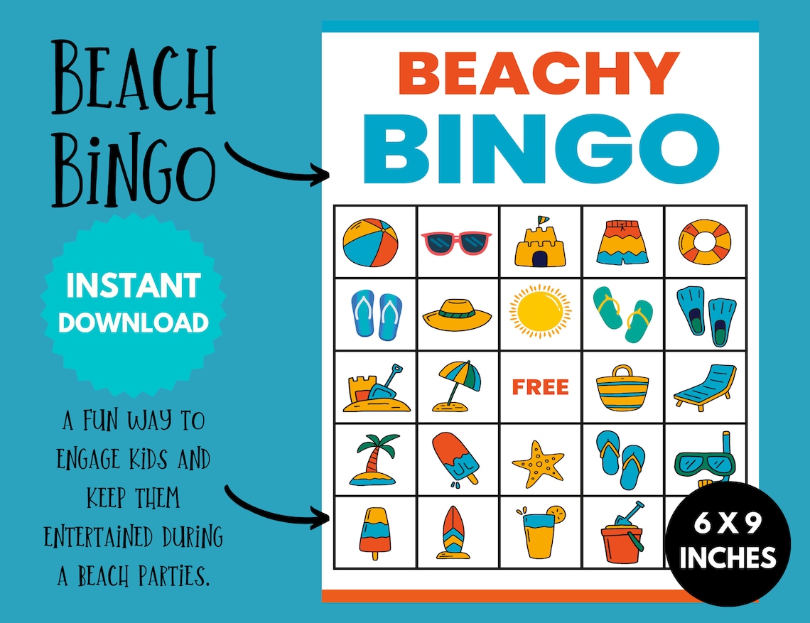 Beach Bingo Cards Printable Beachy-themed Party Game Fun - Etsy UK