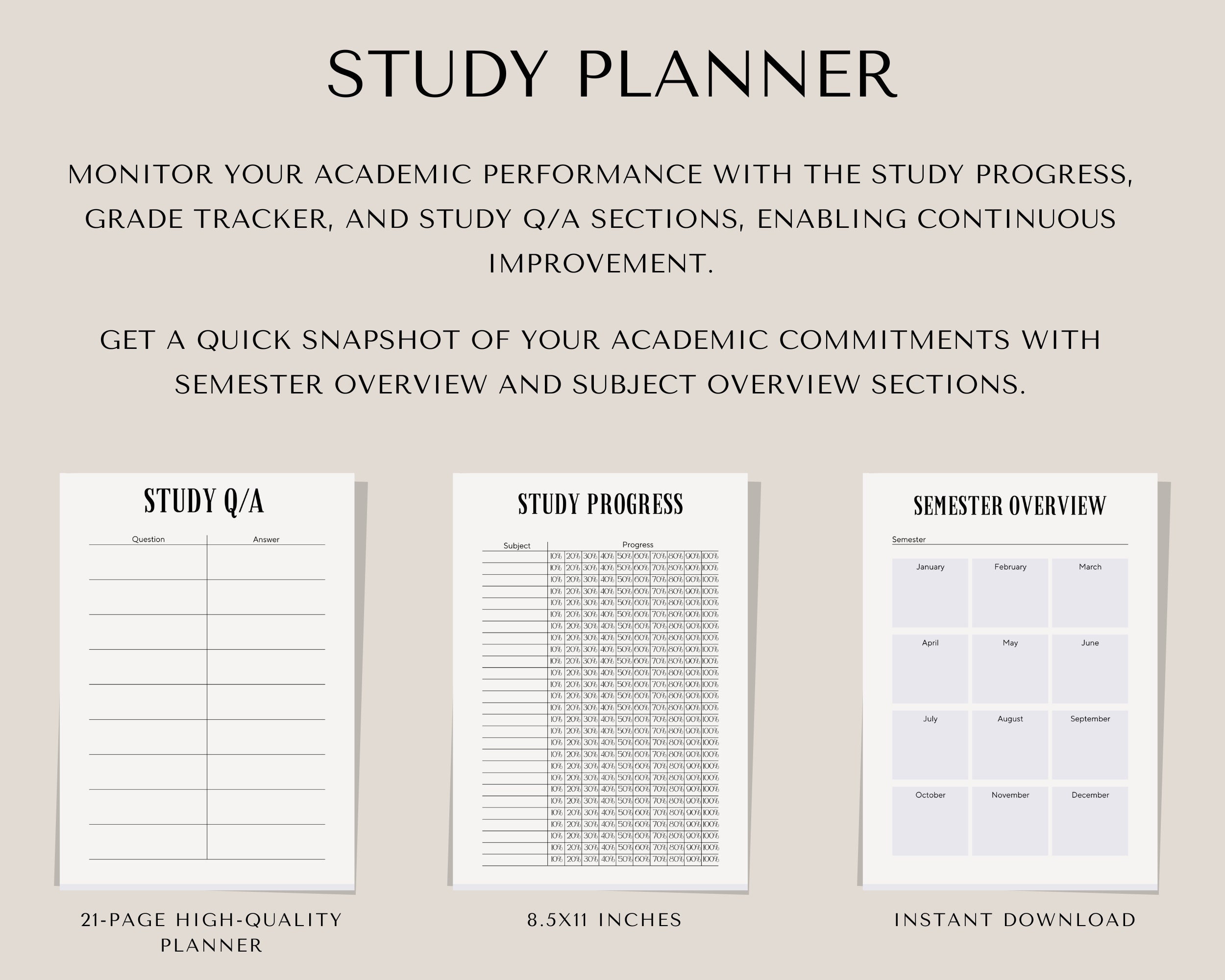 Student Planner Printable Academic Planner Editable College - Etsy