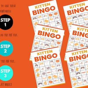 Kitten Bingo Cards, Purrfectly Fun Kitty Cat Activities Gift, Birthday ...