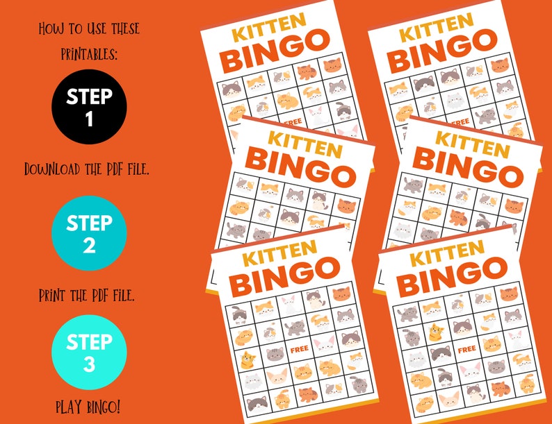 Kitten Bingo Cards, Purrfectly Fun Kitty Cat Activities Gift, Birthday ...