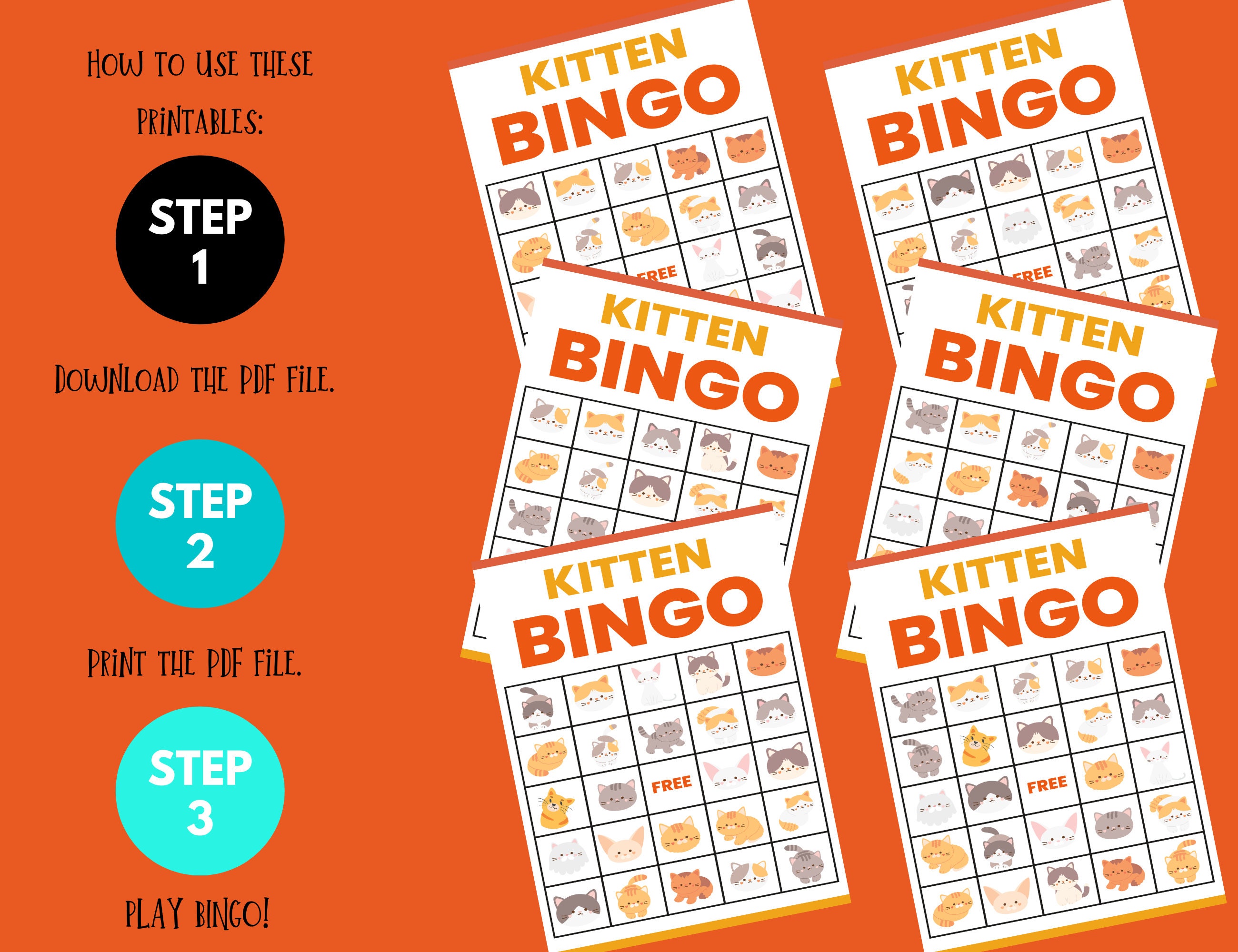 Kitten Bingo Cards, Purrfectly Fun Kitty Cat Activities Gift, Birthday ...