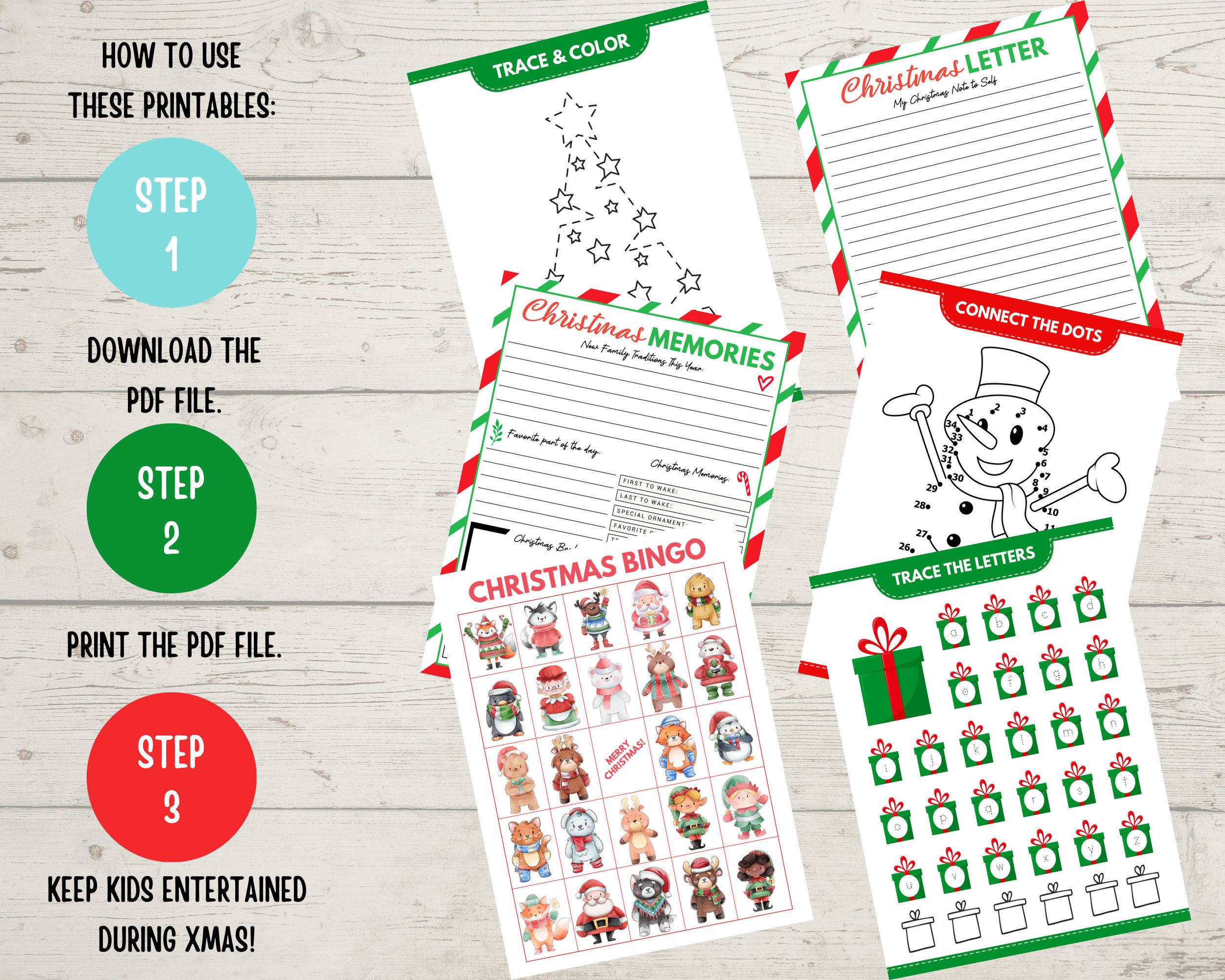 Christmas Activities for Kids, Printable Christmas Prints Set ...