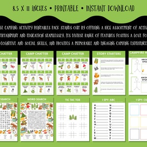 Camping Activities for Kids, Printable Activity Pack, Worksheet Bundle ...