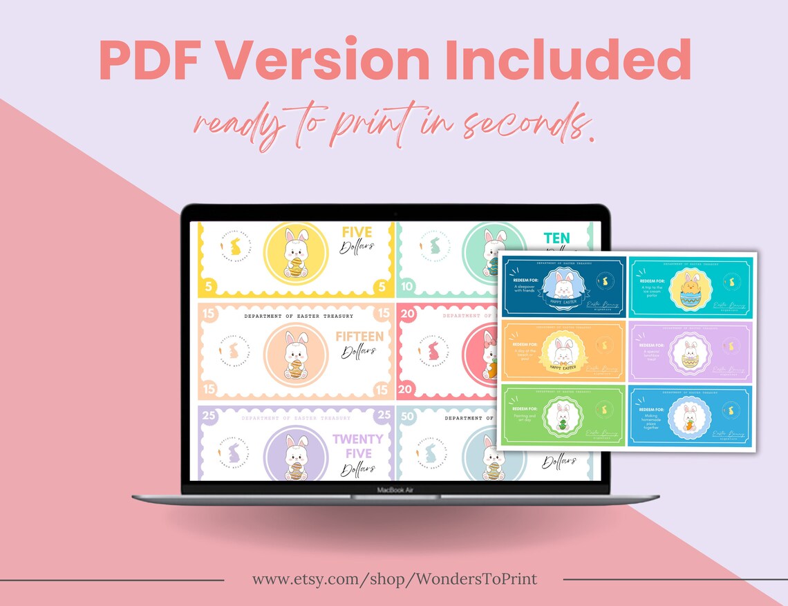 Bunny Bucks Templates | Printable Easter Bunny Bucks | Bunny Dollar ...