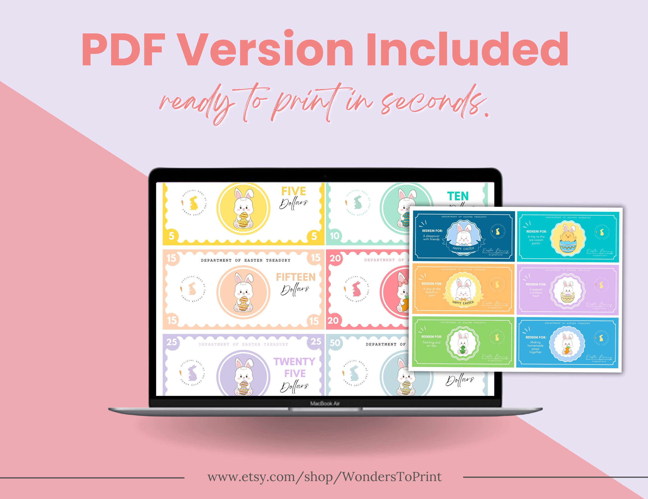 Bunny Bucks Templates | Printable Easter Bunny Bucks | Bunny Dollar ...