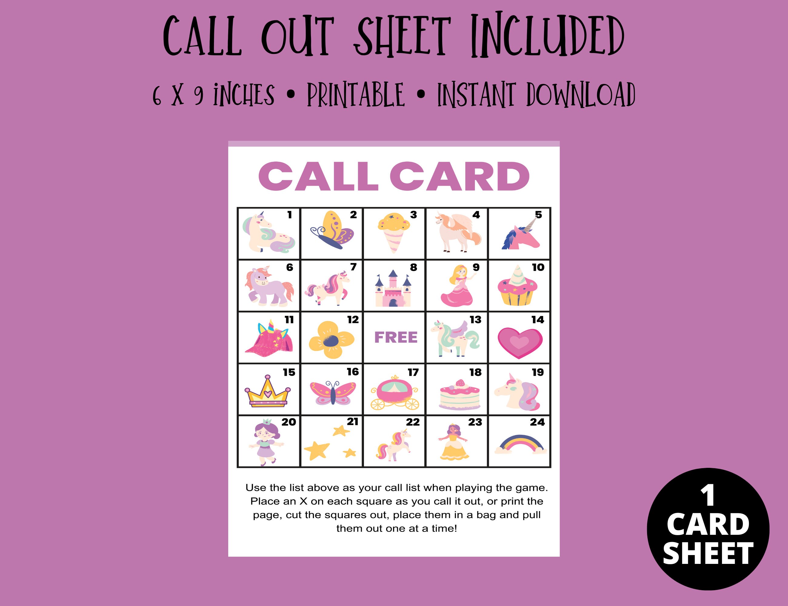 Unicorn Bingo Cards, Printable Unicorn Birthday Game, Magical Party ...