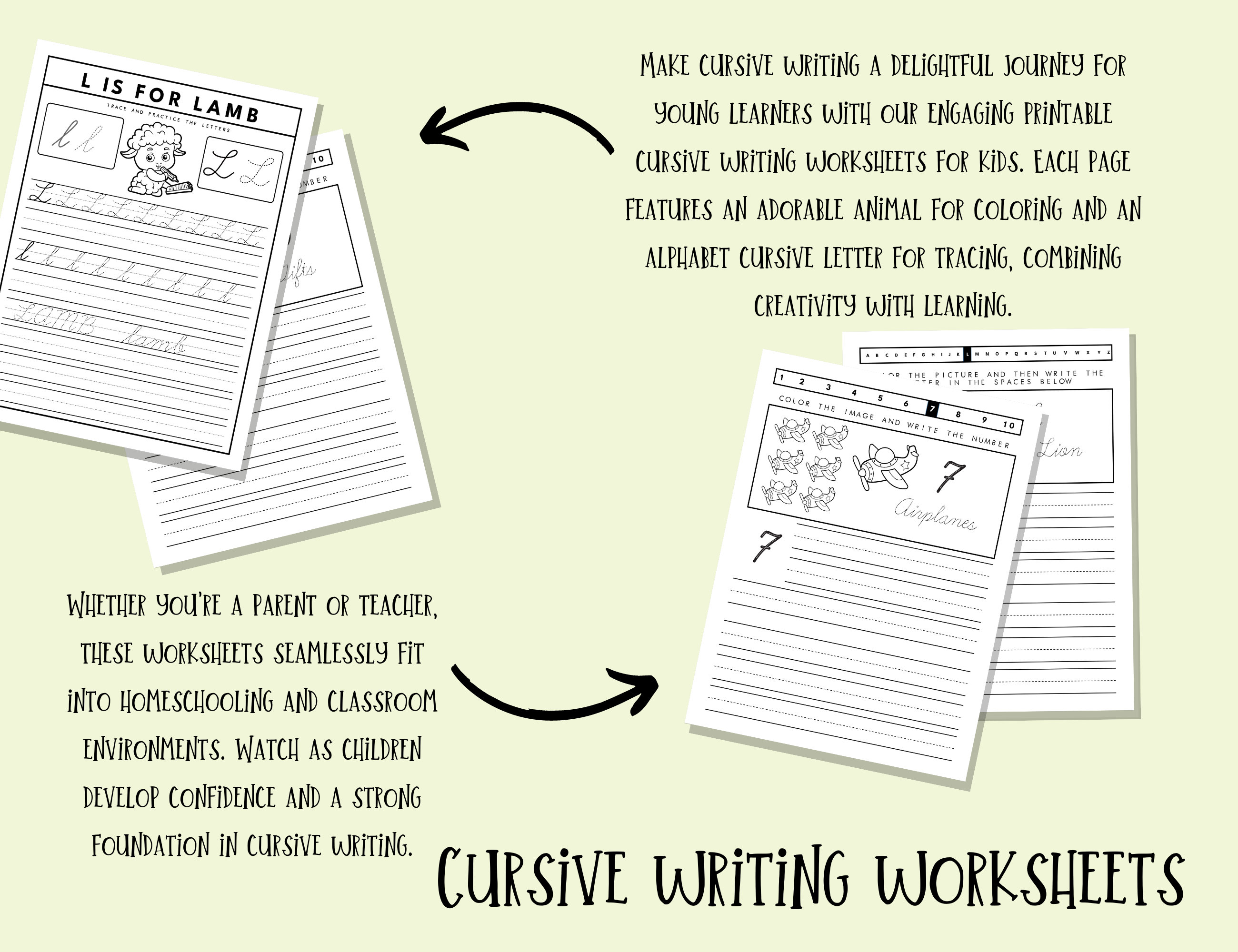 Cursive Handwriting Worksheets for Kids Printable Cursive - Etsy