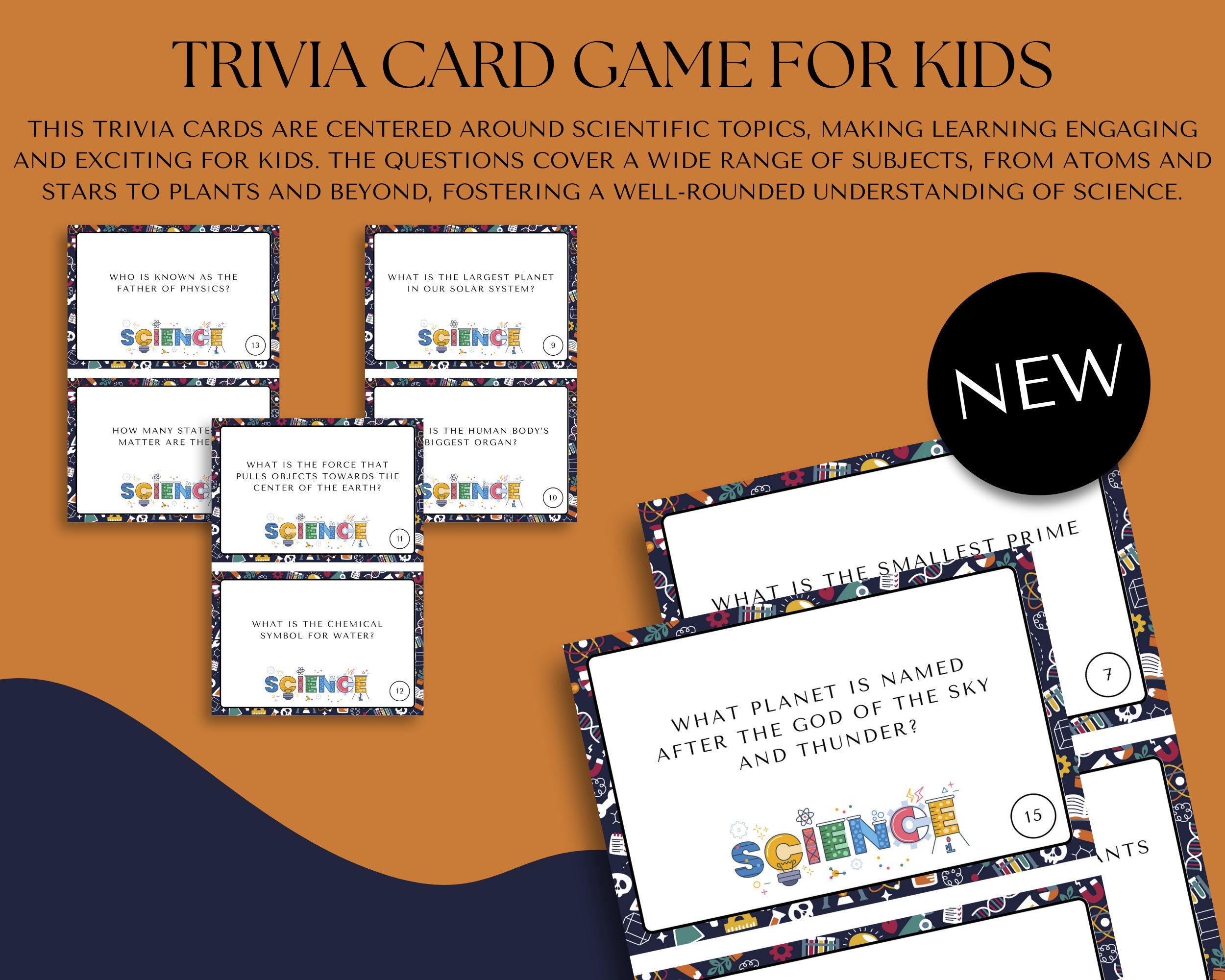 Science Trivia Cards Set, Trivia Game Printable, Trivia Night, Question ...