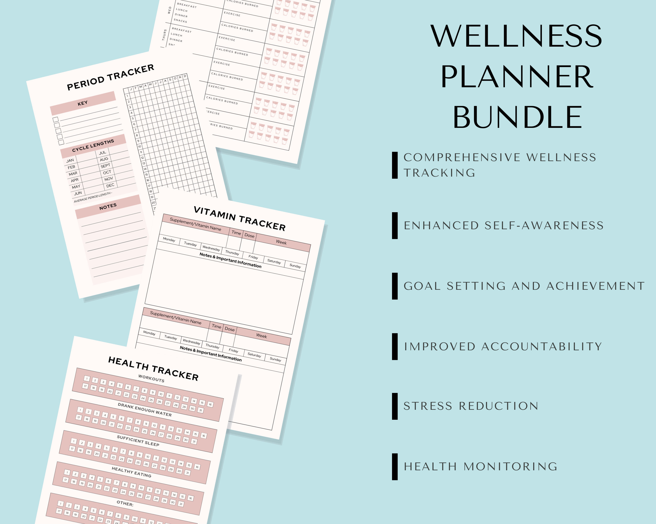 Wellness Planner Printable Wellness Tracker Editable - Etsy