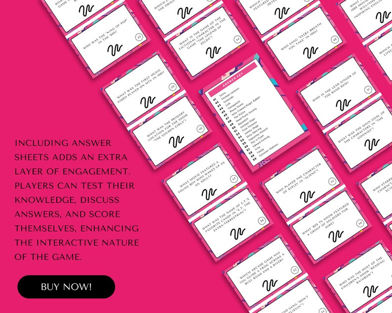 80s Pop Culture Trivia Cards Set, Trivia Game Printable, Trivia Night ...