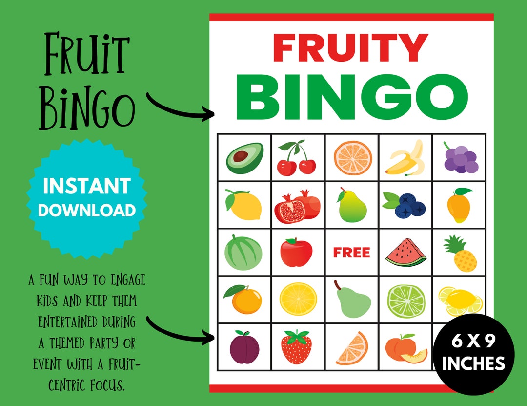 Fruit Bingo Cards, Printable Educational Garden Party Game, Fun Fruity ...