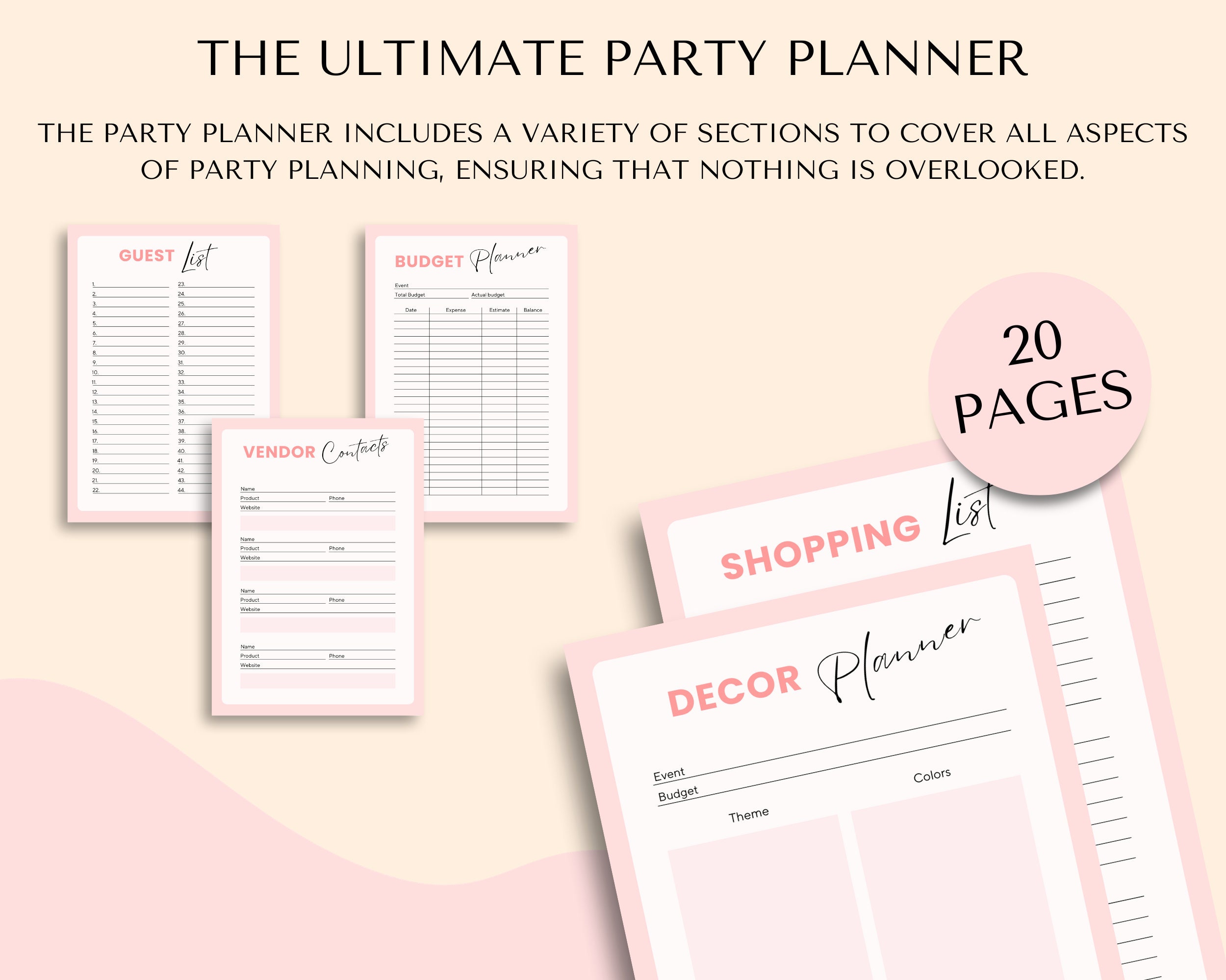 Party Planner, Printable Event Planner Organizer, Editable Birthday ...