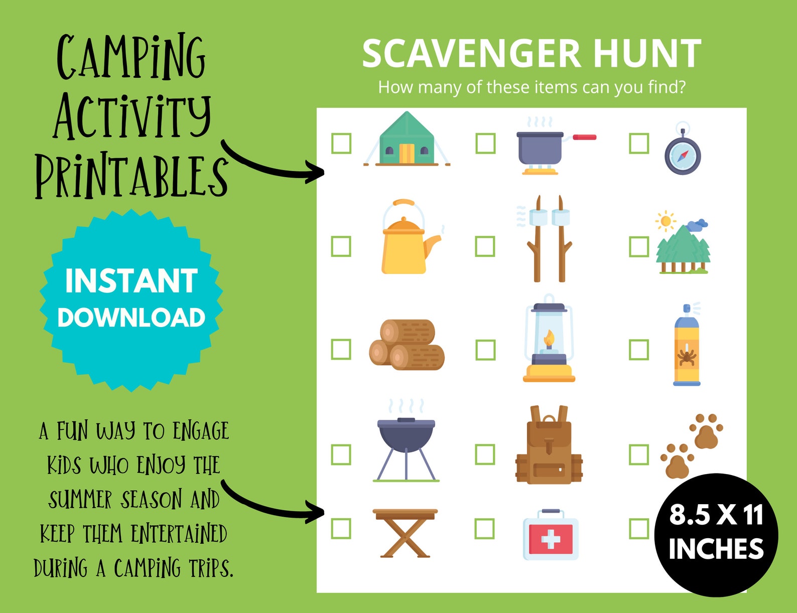 Camping Activities for Kids, Printable Activity Pack, Worksheet Bundle ...