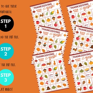 Printable Thanksgiving Bingo Cards, Festive Holiday Party Game, Fall ...