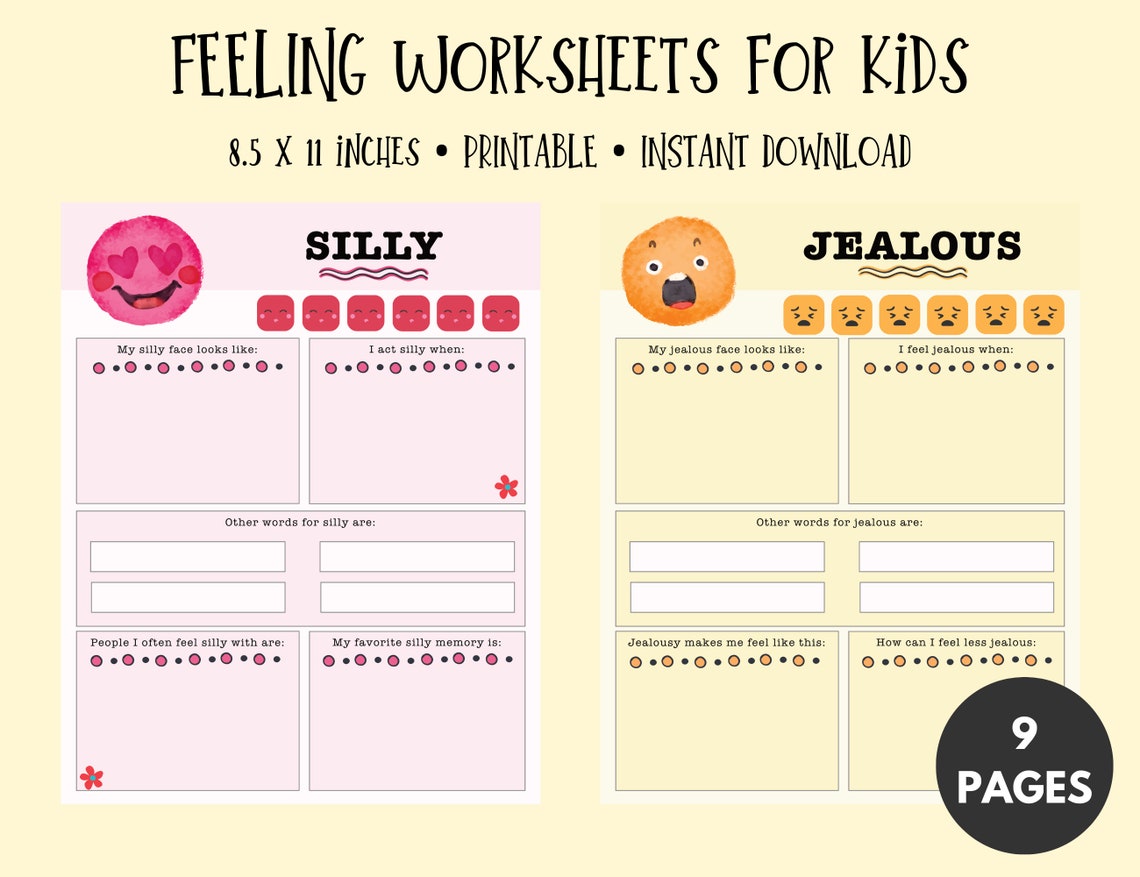 Emotional Awareness Worksheets for Kids Bundle, Feelings & Emotions ...
