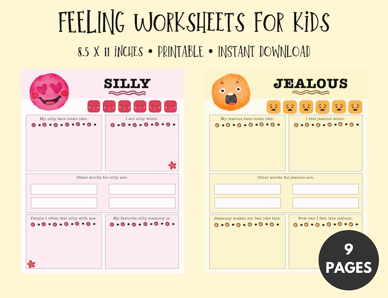 Emotional Awareness Worksheets for Kids Bundle, Feelings & Emotions ...