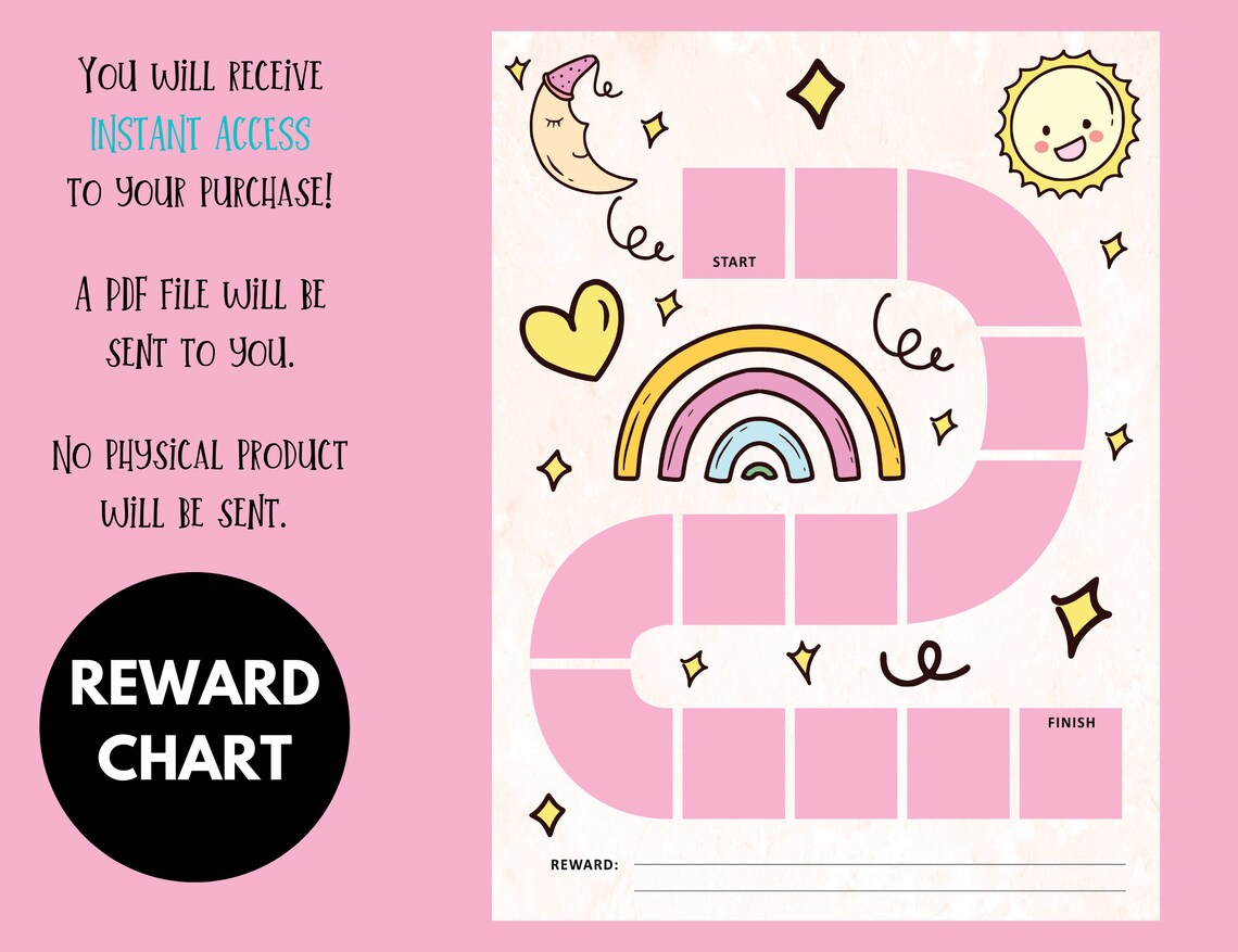Rainbow Reward Chart for Kids, Sunshine Behavior Chart Printable, Daily ...