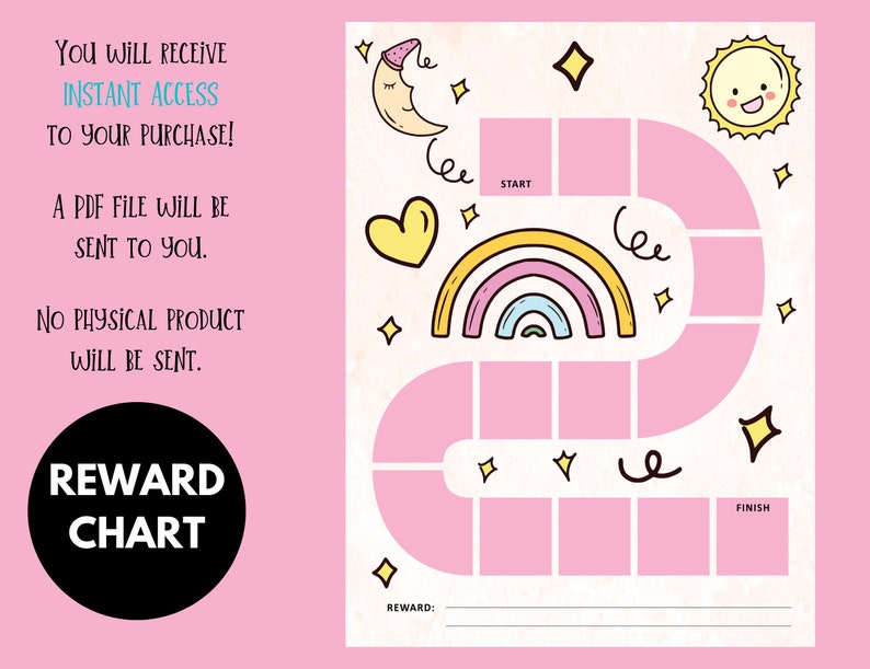 Rainbow Reward Chart for Kids, Sunshine Behavior Chart Printable, Daily ...