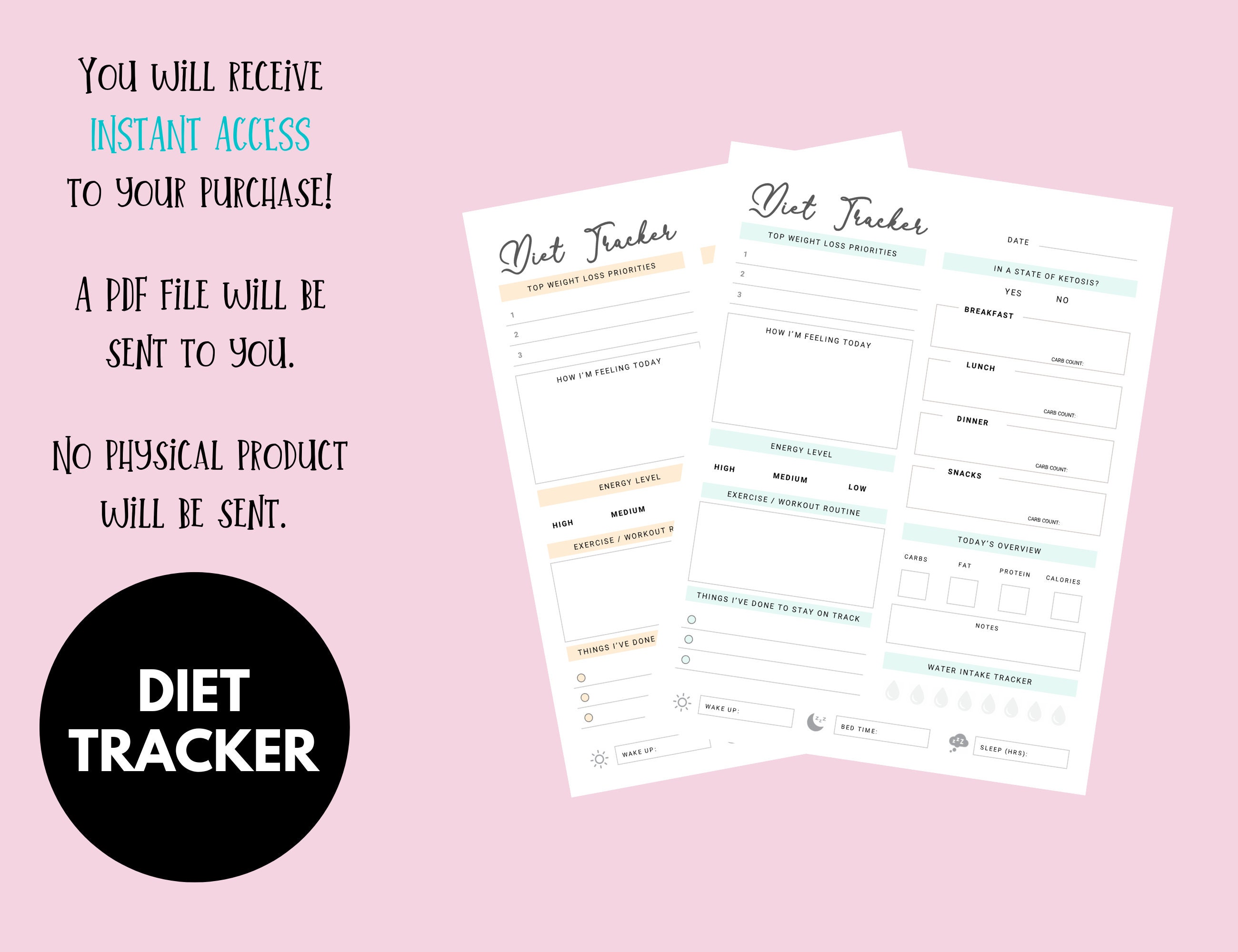 Printable Diet Tracker Printable Diet Tracker Template Food - Etsy Portugal