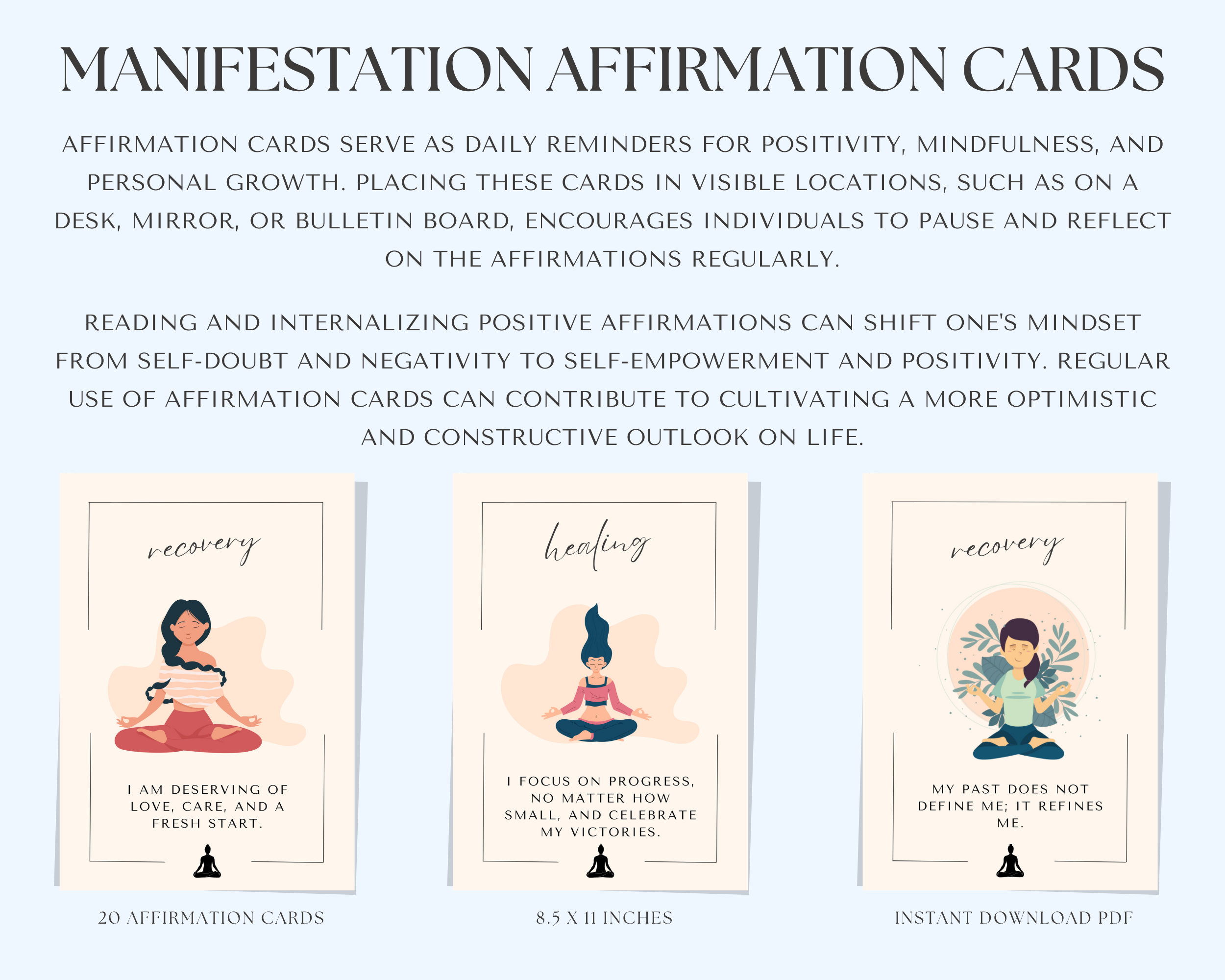 Healing Recovery Affirmation Cards, Printable Affirmation Card Deck ...