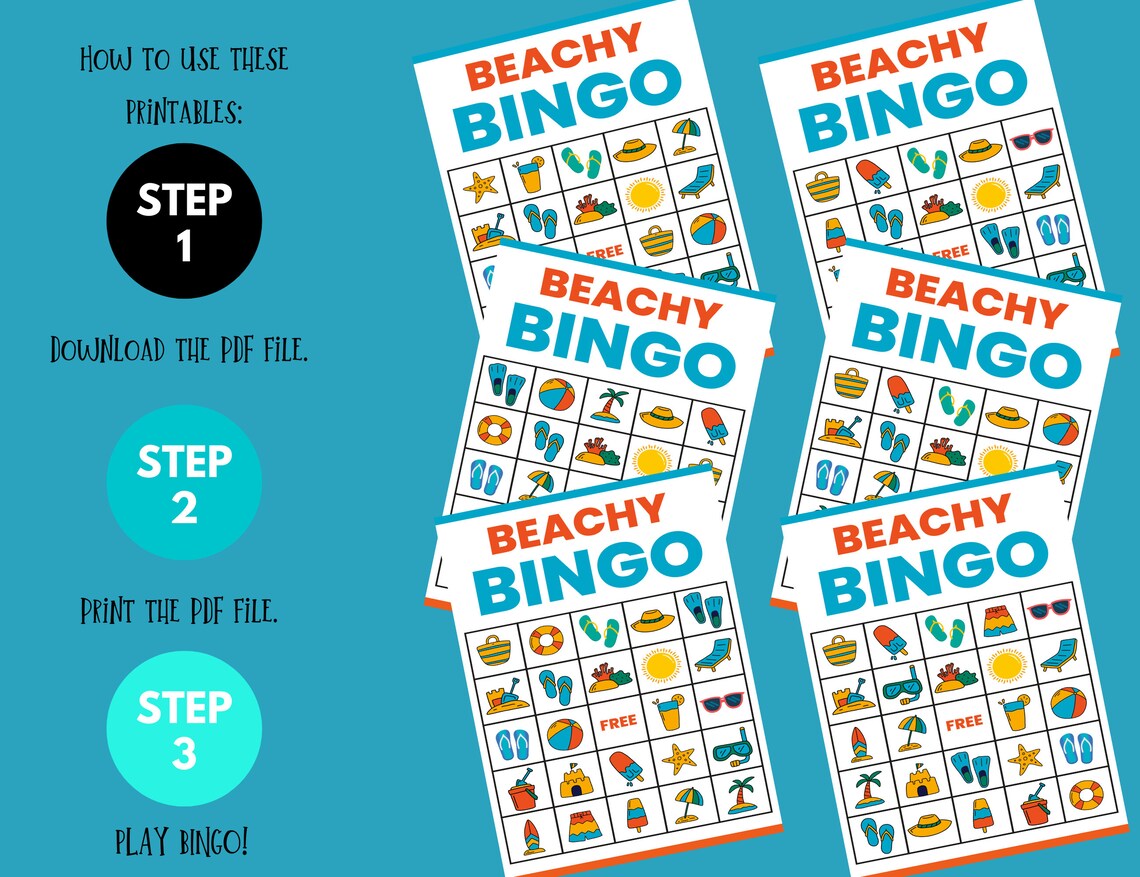 Beach Bingo Cards Printable Beachy-themed Party Game Fun - Etsy UK