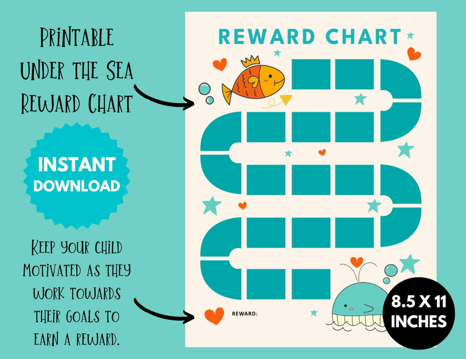 Under the Sea Reward Chart for Kids, Printable Ocean Behavior Chart ...