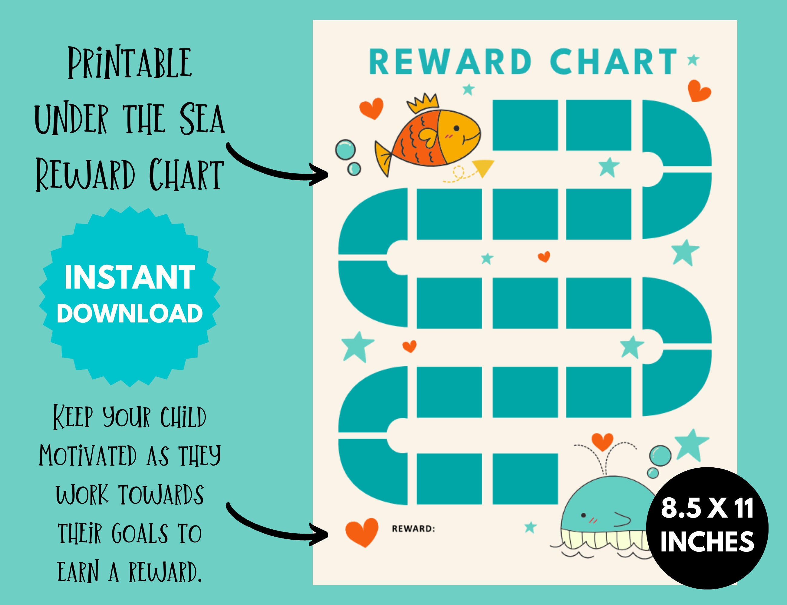 Under the Sea Reward Chart for Kids, Printable Ocean Behavior Chart ...