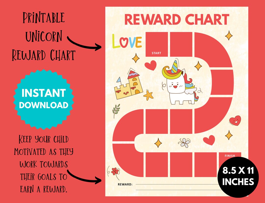 Unicorn Reward Chart for Kids, Behavior Chart Printable, Daily Chore ...