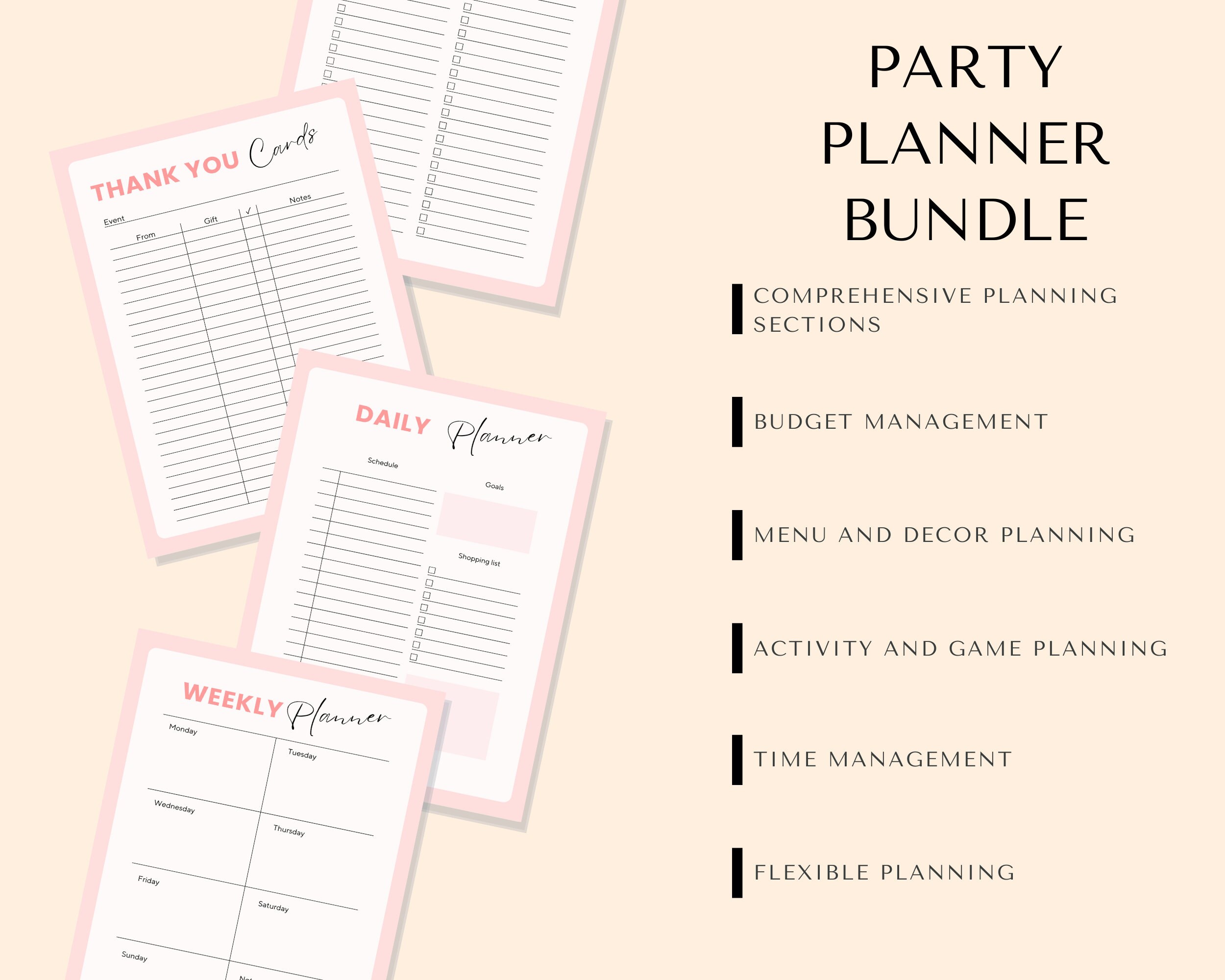 Party Planner, Printable Event Planner Organizer, Editable Birthday ...