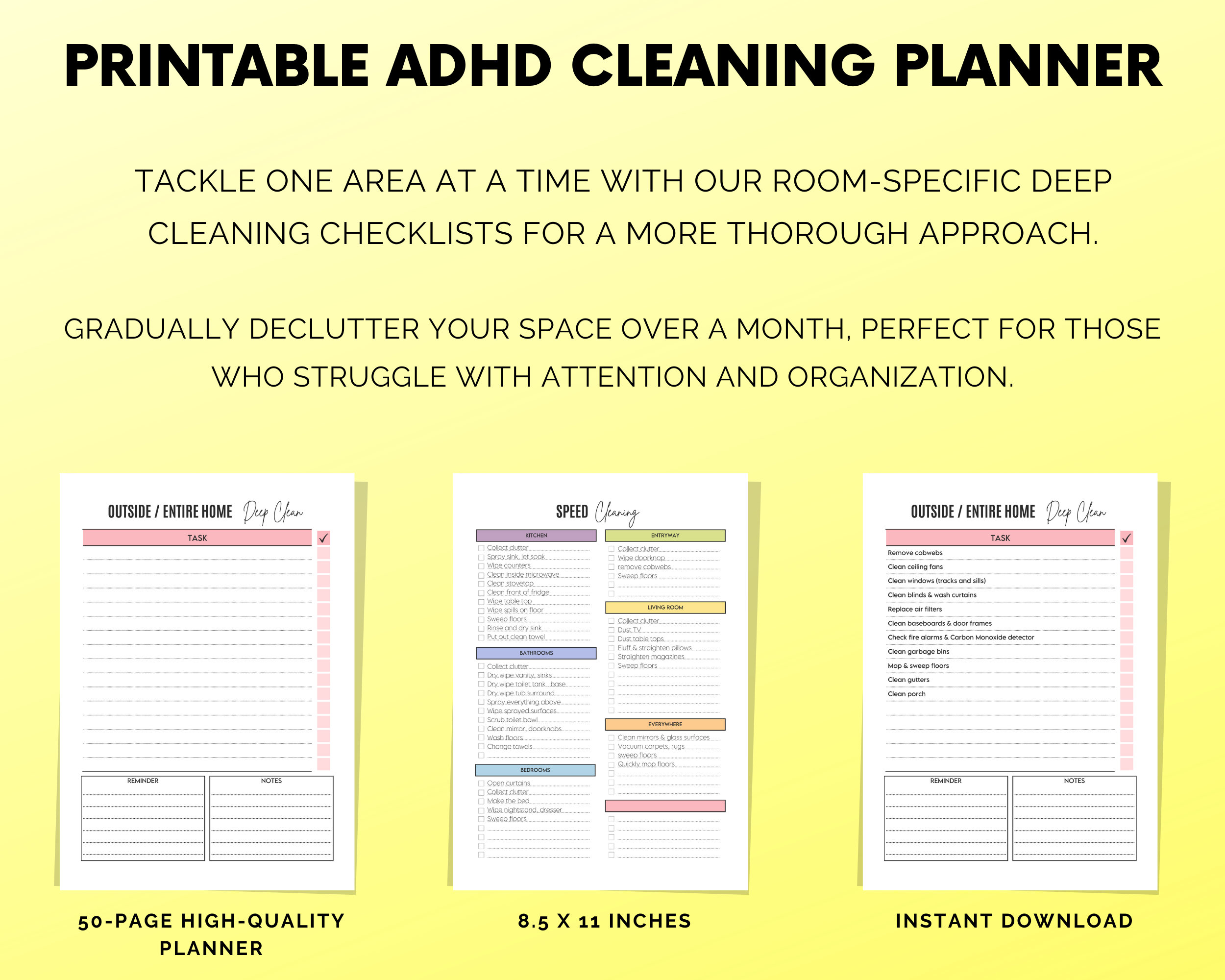 ADHD Cleaning Checklist Bundle Printable ADHD Cleaning - Etsy