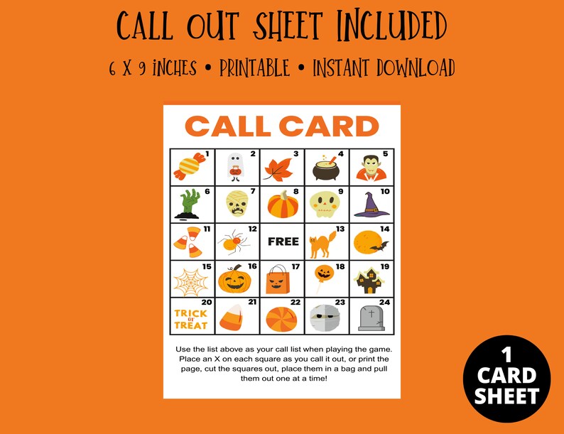 Halloween Bingo Cards, Printable Holiday Classroom Party Game, Spooky ...