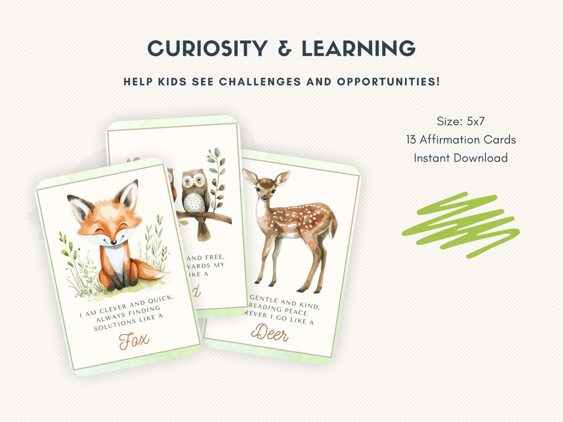 Woodland Animals Affirmation Cards Positive Affirmation Cards for Kids ...