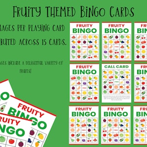 Fruit Bingo Cards, Printable Educational Garden Party Game, Fun Fruity ...