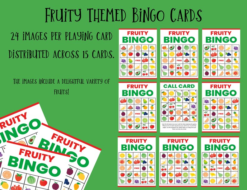 Fruit Bingo Cards, Printable Educational Garden Party Game, Fun Fruity ...