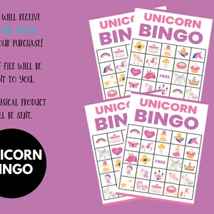 Unicorn Bingo Cards, Printable Unicorn Birthday Game, Magical Party ...
