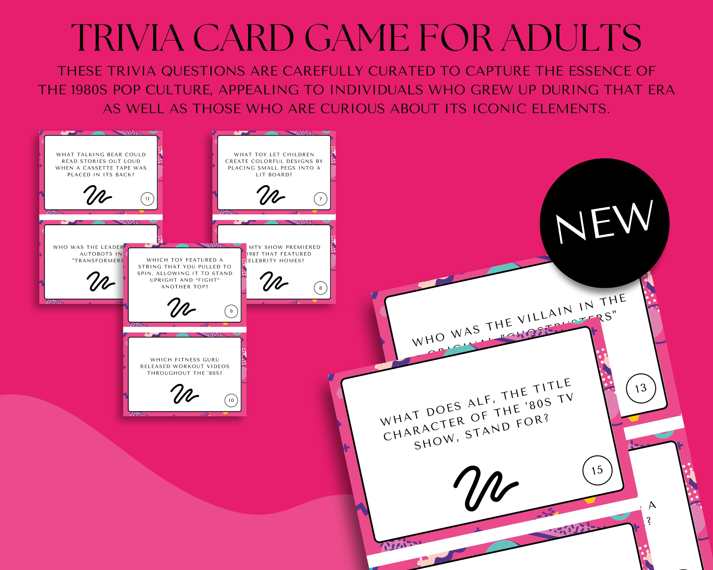 80s Pop Culture Trivia Cards Set, Trivia Game Printable, Trivia Night ...