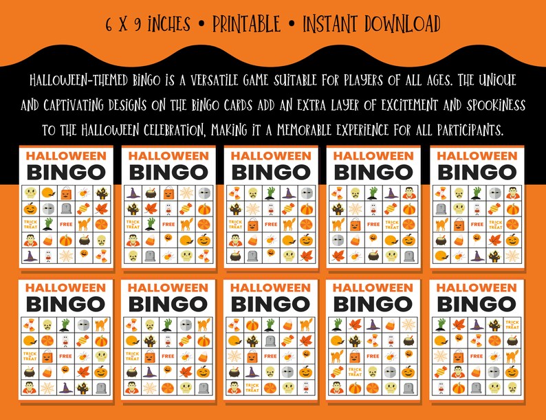 Halloween Bingo Cards, Printable Holiday Classroom Party Game, Spooky ...