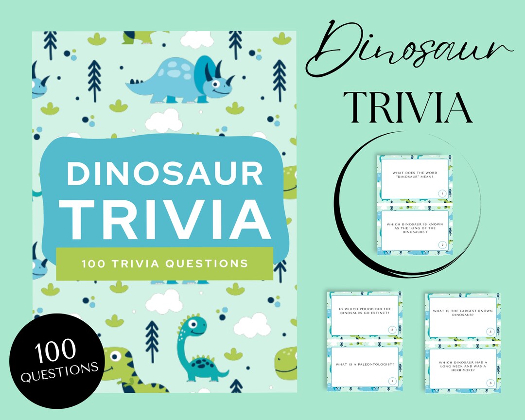 Dinosaur Trivia Card Set, Trivia Game Printable, Trivia Night, Question ...