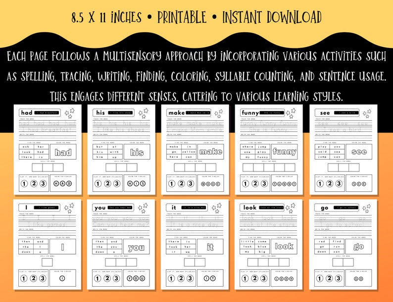 Printable Dolch Sight Word Worksheets for Pre-k & Kindergarten ...