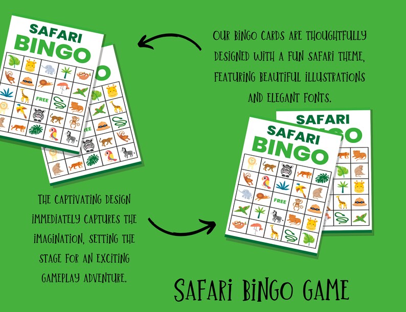 Safari Bingo Cards, Printable Educational Jungle Party Game, Fun ...